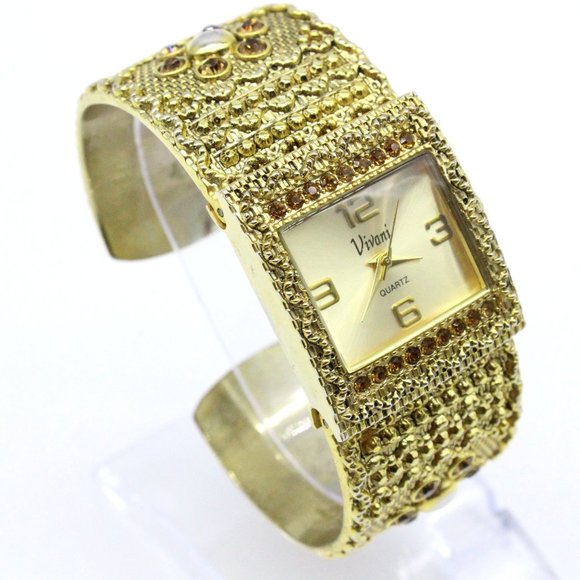 Vivani | Accessories | Vintage Vivani Watch Womens Gold Tone Spring ...